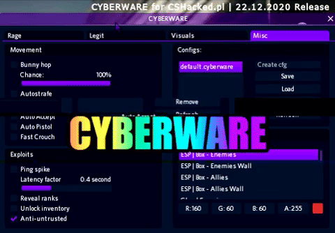 [22.12.2020] CYBERWARE [ Legit / Semi-Rage / Visuals / Misc / Configs ...