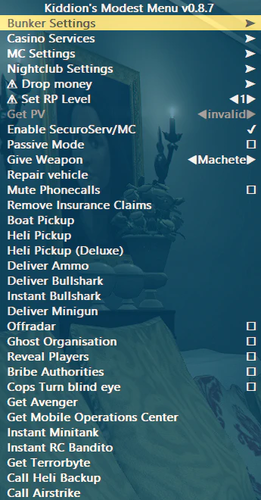 GTA V Online 1.69 Mod Menu - Kiddion's Modest External - Grand Theft ...
