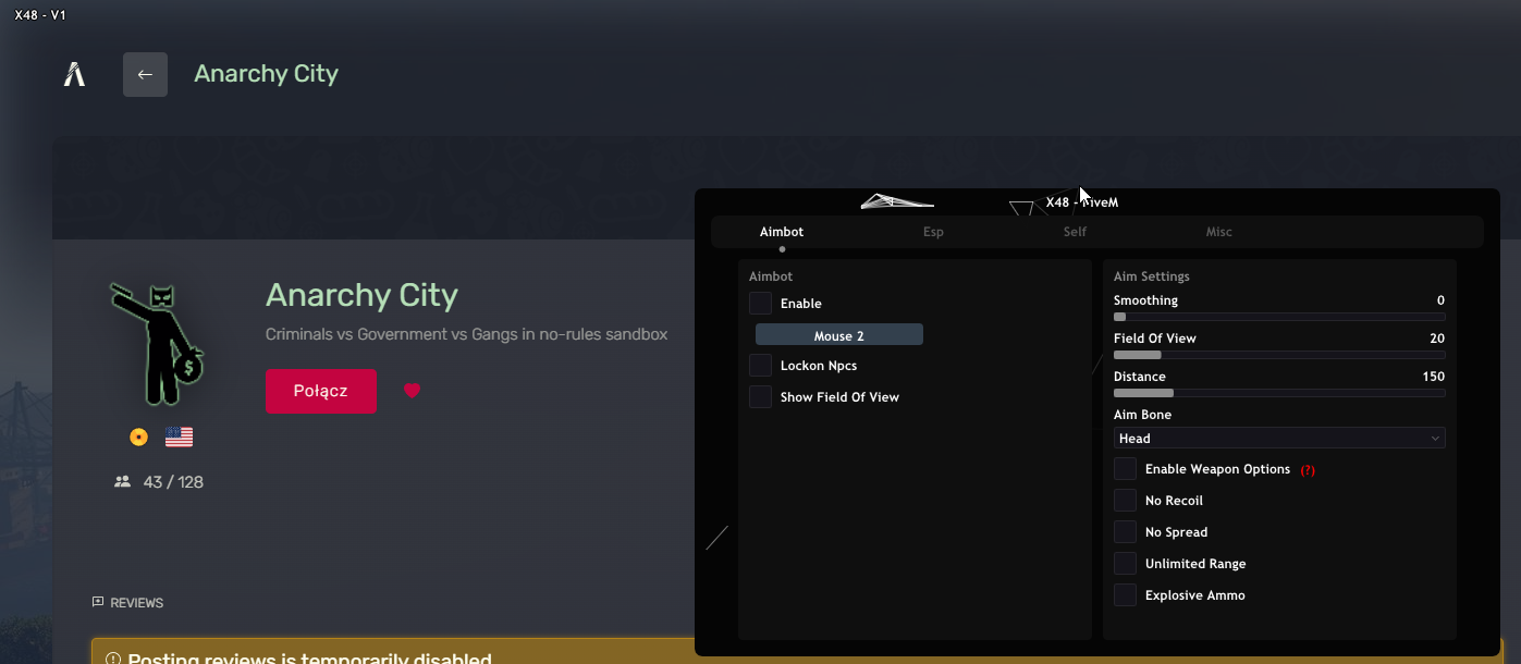 [Fivem Cheat] / X48 v1.0 Aim / Esp / Misc / Self - Grand Theft Auto V ...